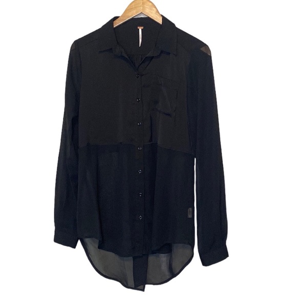 Free People | Tops | Free People Best Of Both Worlds Black Sheer Panel ...
